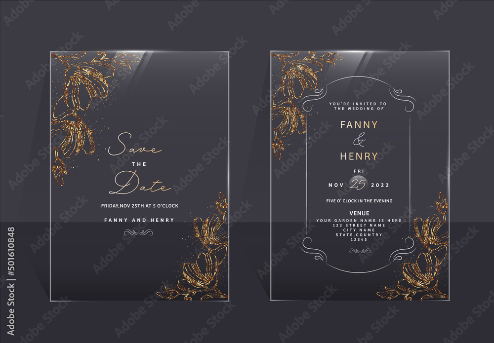 Transparent Wedding Card or Invitation Card Template Stock Template ...