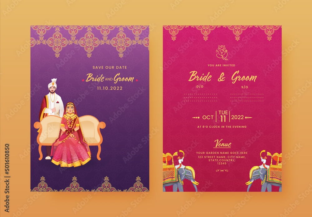 Indian Wedding Card or Invitation Card Template for Hindu Customs ...