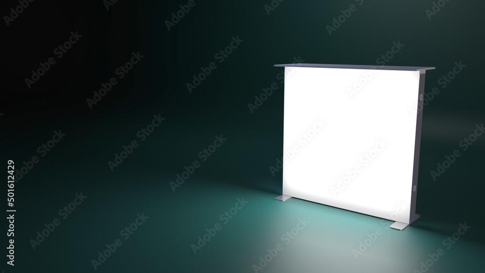 Mobile backlit promotional table. Presentation aluminum advertising ...
