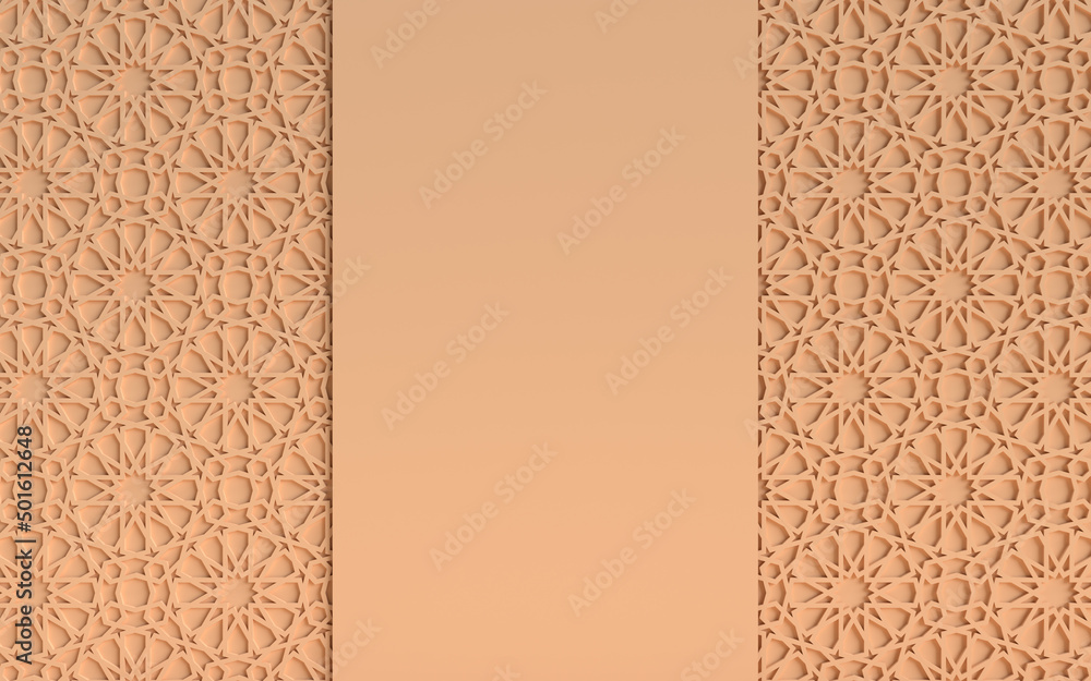 Blank Islamic greeting card with Arabic pattern 3D rendering Stock ...