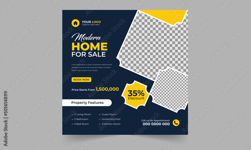 Trendy Editable real estate house sale and home rent advertising ...