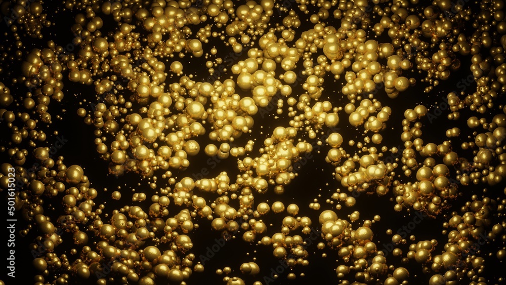 Abstraction of gold particles similar to a cluster of stars in space ...