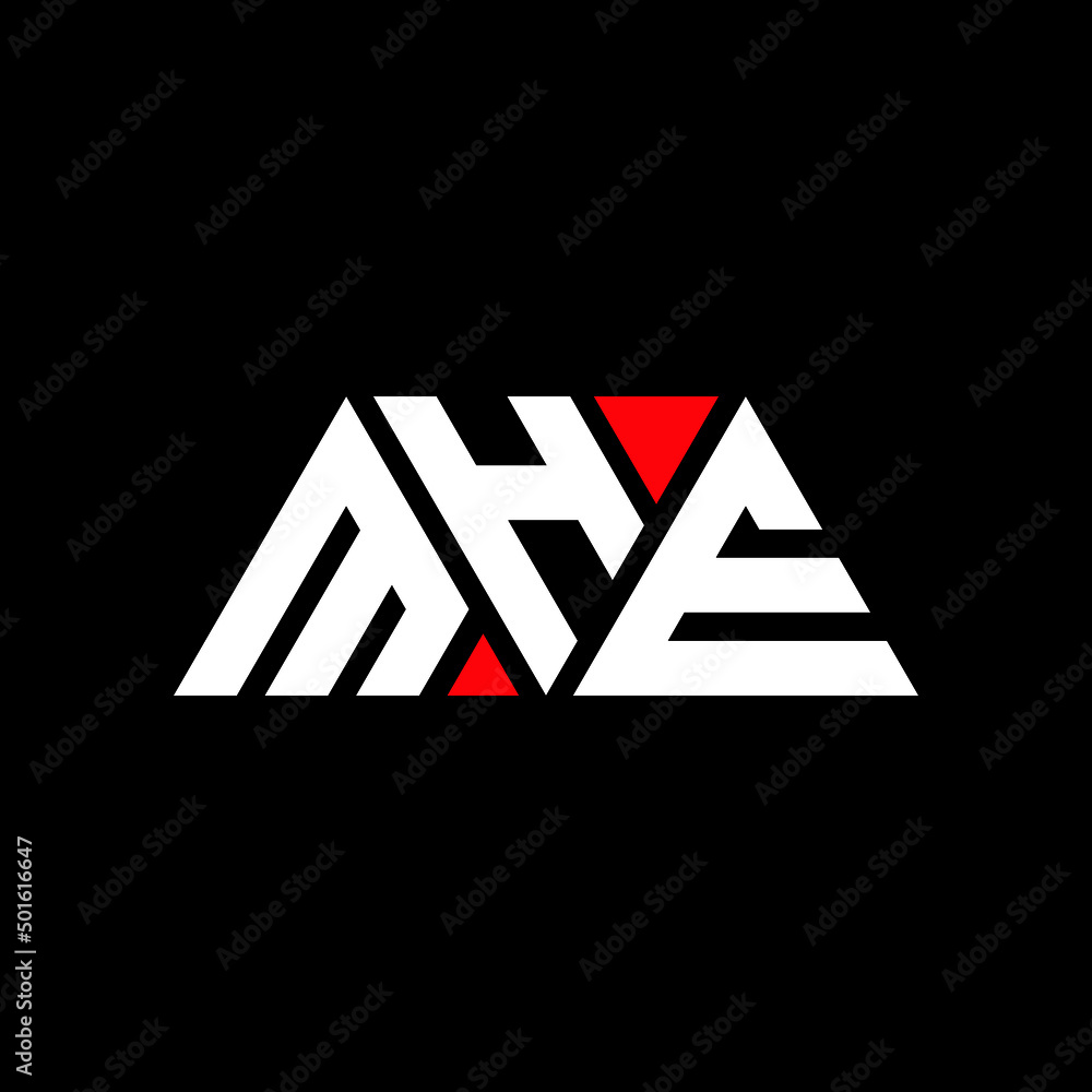 MHE triangle letter logo design with triangle shape. MHE triangle logo ...