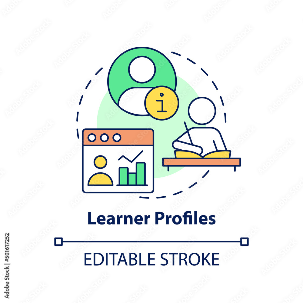 Learner profiles concept icon. Detailed students records. Personalized ...