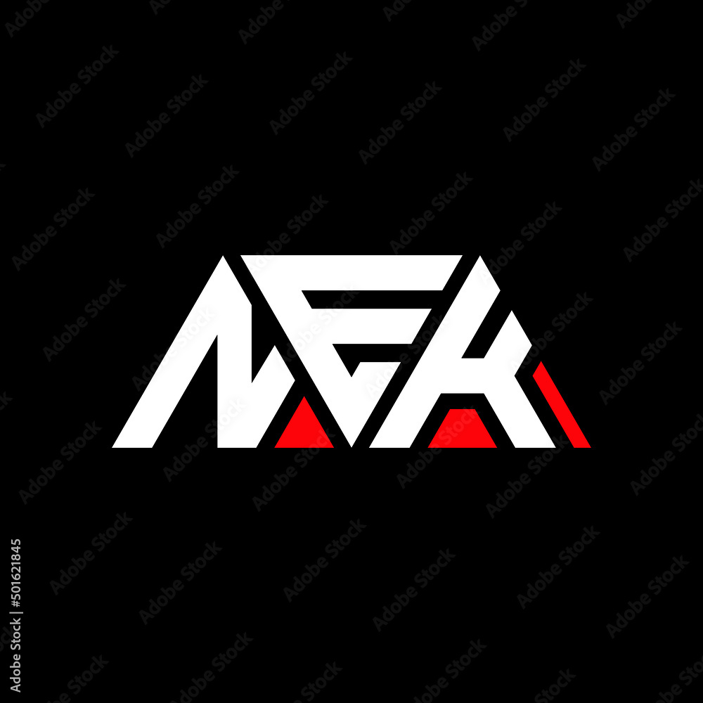 NEK triangle letter logo design with triangle shape. NEK triangle logo ...