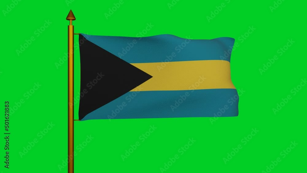 National flag of Commonwealth of The Bahamas waving 3D Render with ...