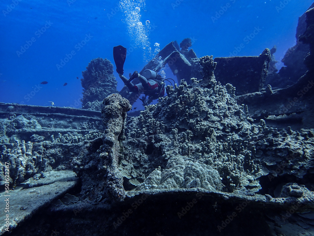 WW2 battle ship wreck in Saipan Stock Photo | Adobe Stock