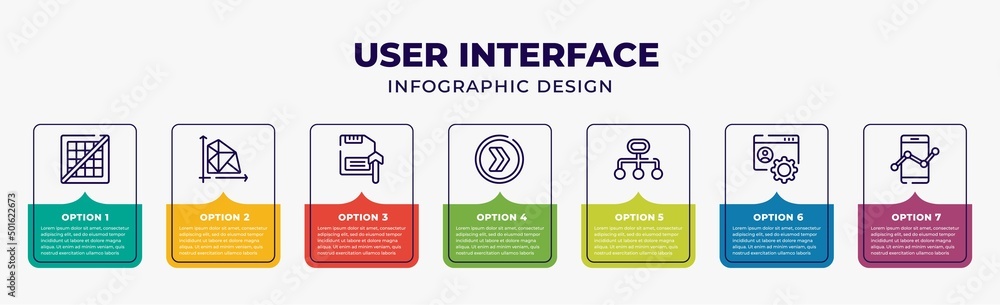 user interface infographic design template with grid off, polygonal ...