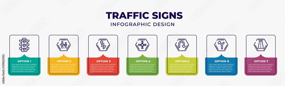 traffic signs infographic design template with traffic lights, school ...