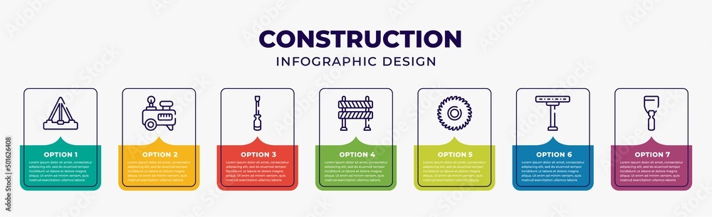 construction infographic design template with bump cutter, air ...