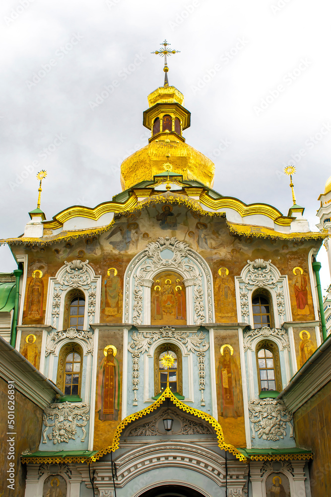 Entrance gate of historic Pechersk Lavra Monastery church temple ...