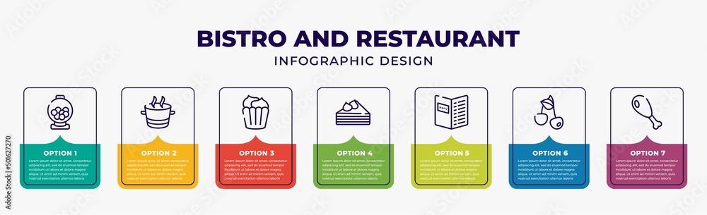 bistro and restaurant infographic design template with candy balls ...