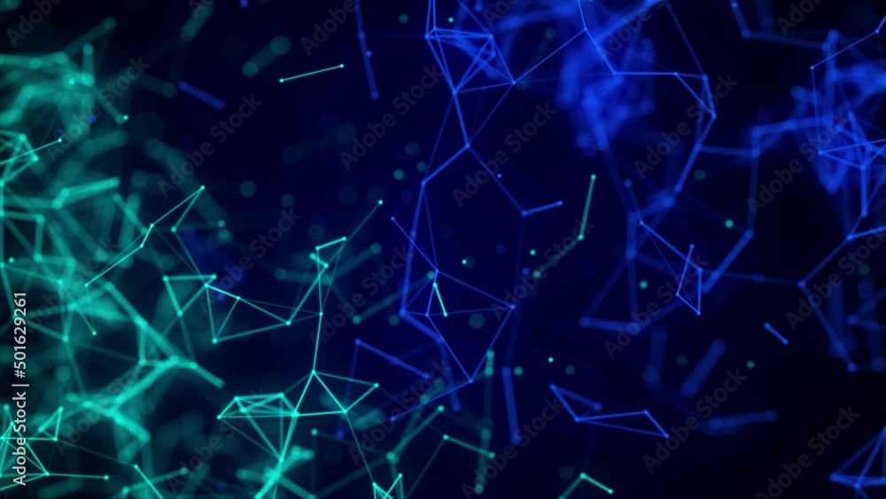 Abstract digital connection moving dots and lines. 3d Seamless loop. Network connection ...