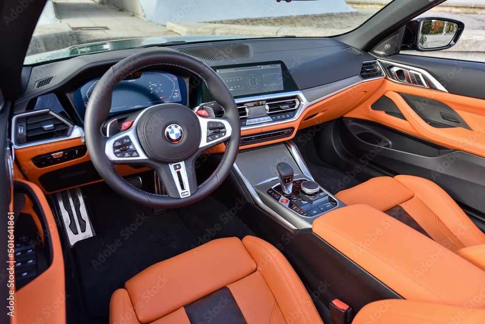 BMW M4 Competition Cabrio. Powerful six-cylinder convertible. Cabin ...