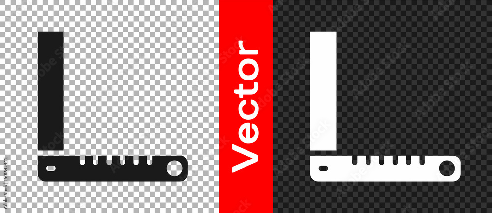 Black Corner ruler icon isolated on transparent background. Setsquare ...