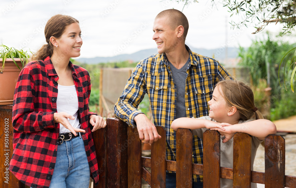 Getting to know the neighbors at the country houses in village Stock ...
