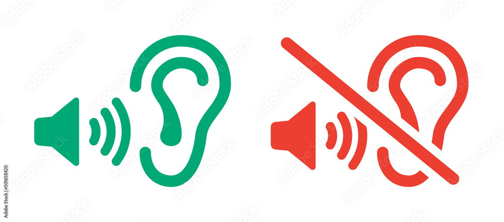 Hear and deaf icon vector illustration. Hearing disability symbol ...