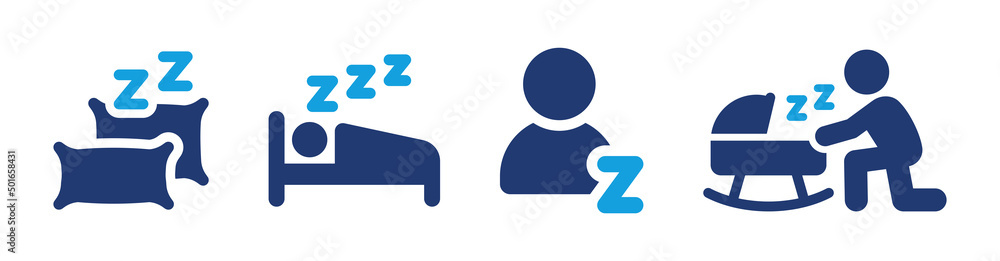 Sleep vector icon collection. Sleeping icon set isolated on white ...