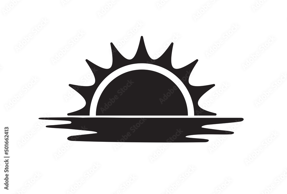 Sunrise Vector Black And White