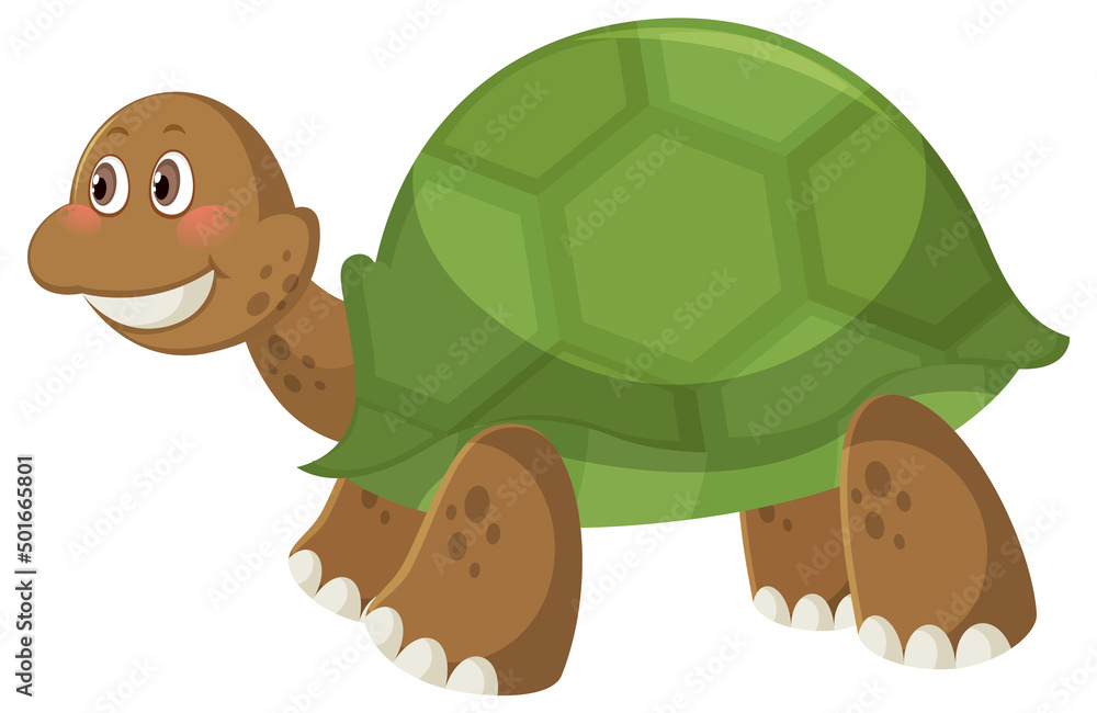 Cute simple turtle cartoon on white background Stock Vector | Adobe Stock
