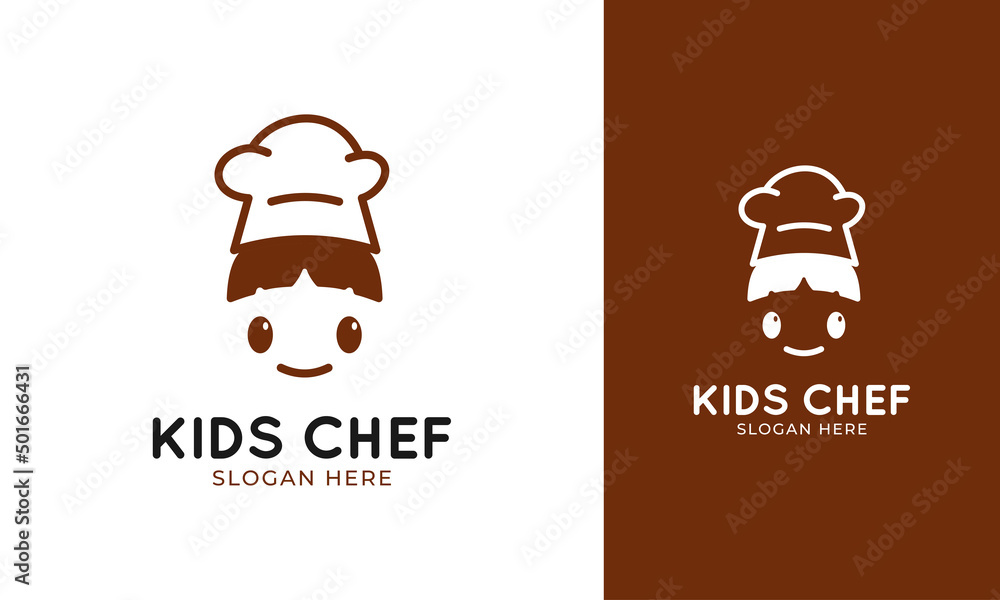 Kids chef logo with cute cartoon style Stock Vector | Adobe Stock