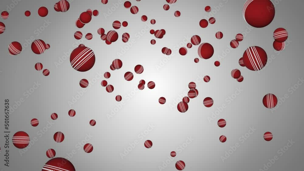 4K 3D loop animation of a red cricket ball spinning in slow motion on a ...