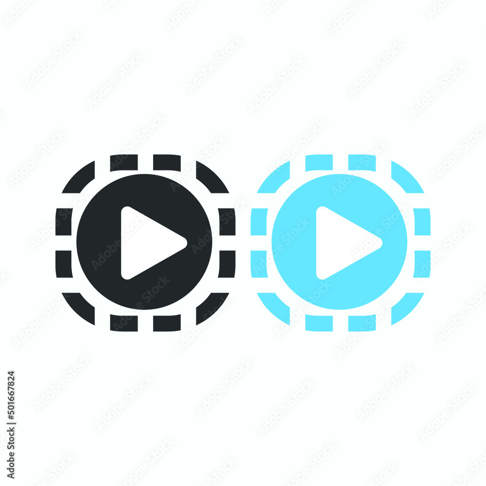 Play button icon in trendy flat style isolated on grey background. Play ...