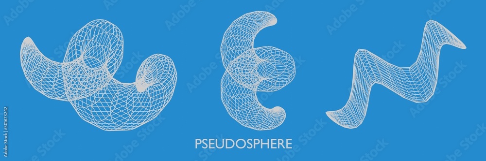 Pseudosphere. Set of different types of abstract pseudosphere geometric ...