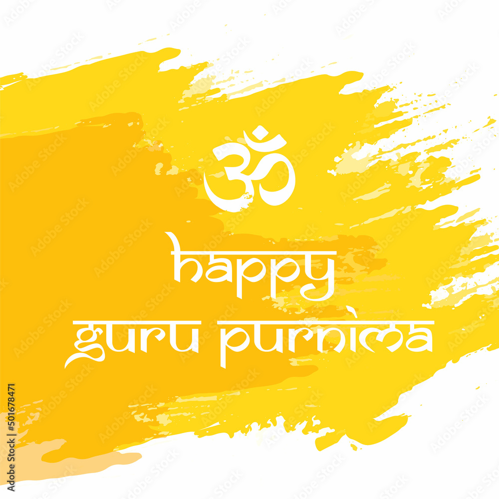 Vetor do Stock: happy guru purnima caption with hindu font and om ...