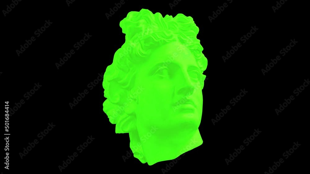 Psychodelic styled with multi color change antique bust greek on a ...