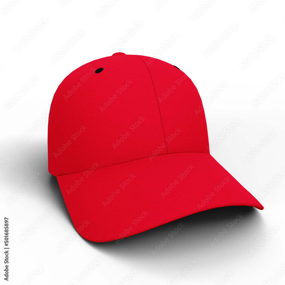 Red Cap on White Background for Mockup. 3D Illustration. File with ...