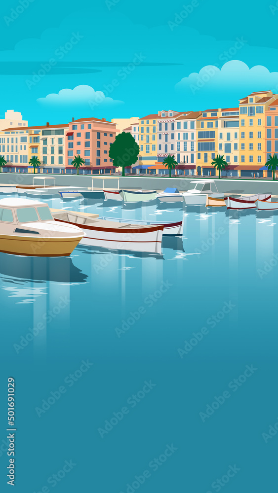 Old City Harbor Cannes French Riviera Cannes (France) illustration ...