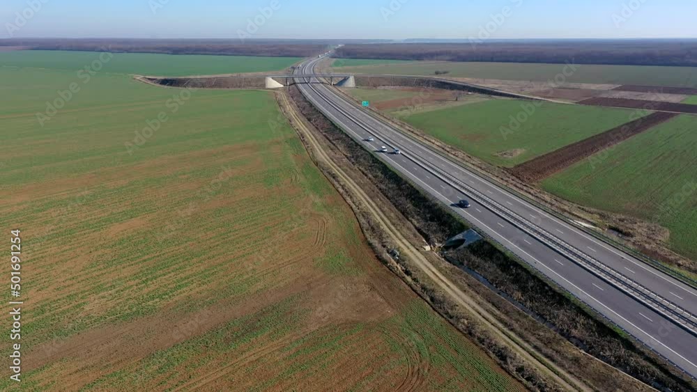 Bucharest, Romania Aerial view of A3 Highway motorway road cross with ...