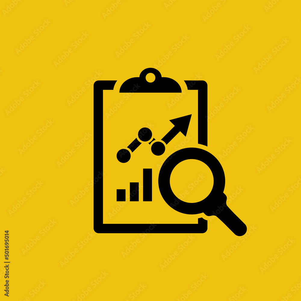 Graph magnifying glass. Analysis concept. Analyze graph. Report growth ...