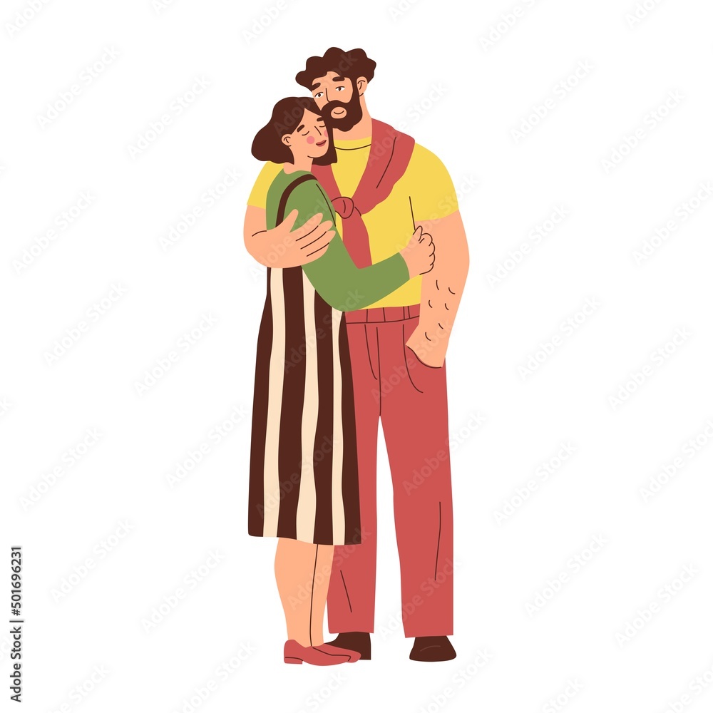 Man and woman are hugging. Young family. Hugs, love, relationship. A ...
