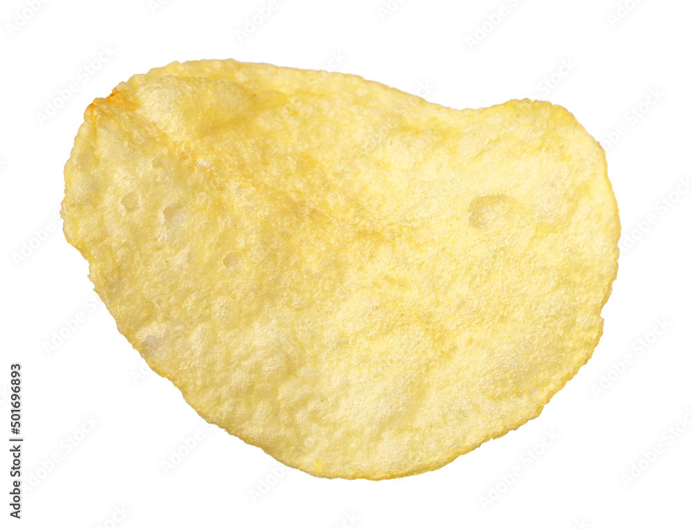 Single potato chip isolated on white background. Stock Photo | Adobe Stock
