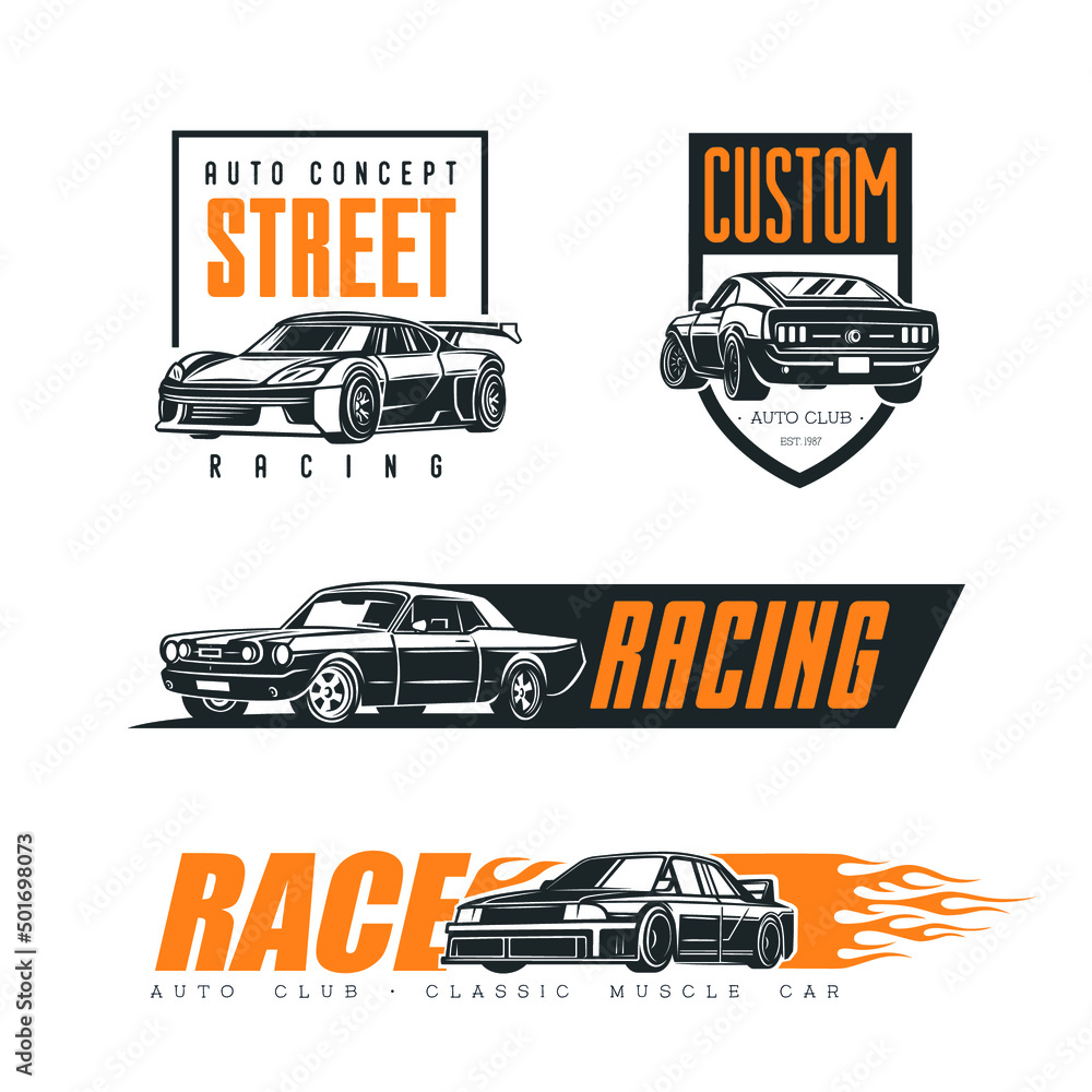 Set of car emblems. Street racing. Stock Vector | Adobe Stock