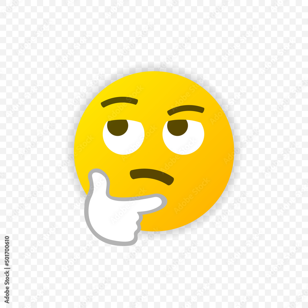 Pensive or thinking emoji icon isolated. Thinking emoticon symbol ...
