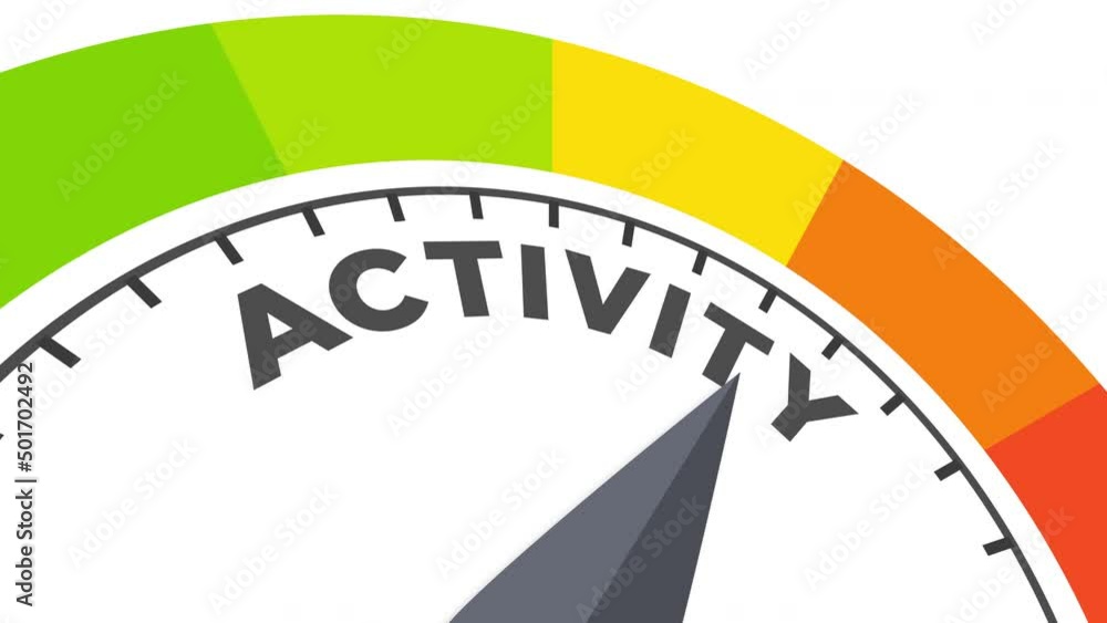 activity level measuring device animation.zoom effect.Infographic gauge ...