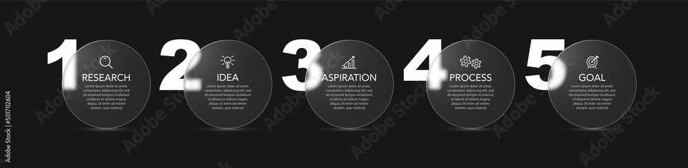 Step chart. Graphical milestones diagram with 5 steps, business ...