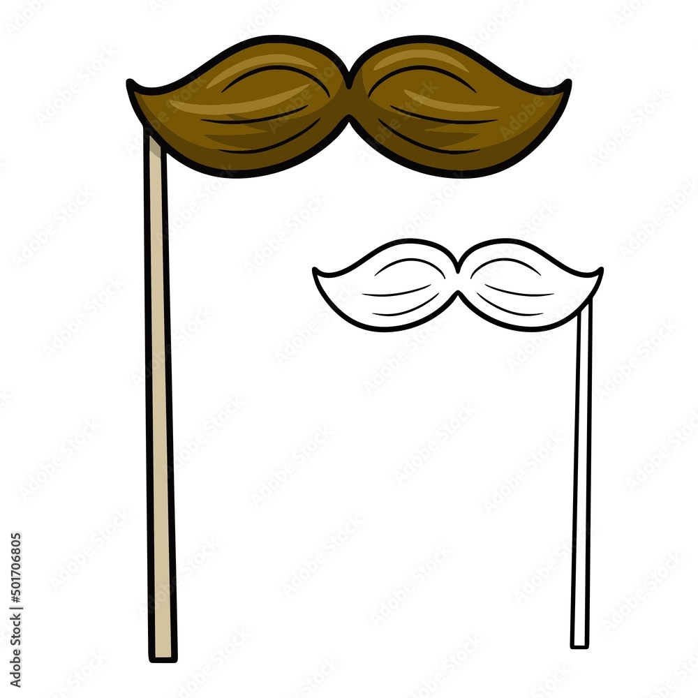 Cartoon mustache for parties and practical jokes, mustache on a stick ...