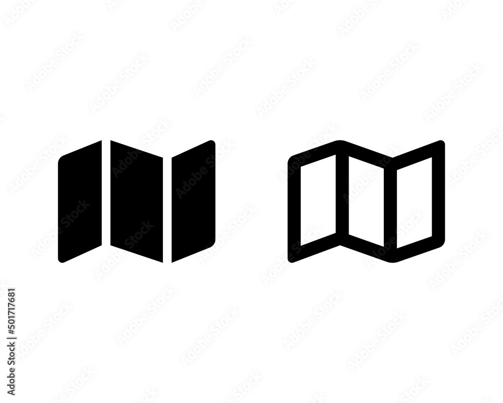 Map vector icons. Map symbols in two styles isolated. Vector ...