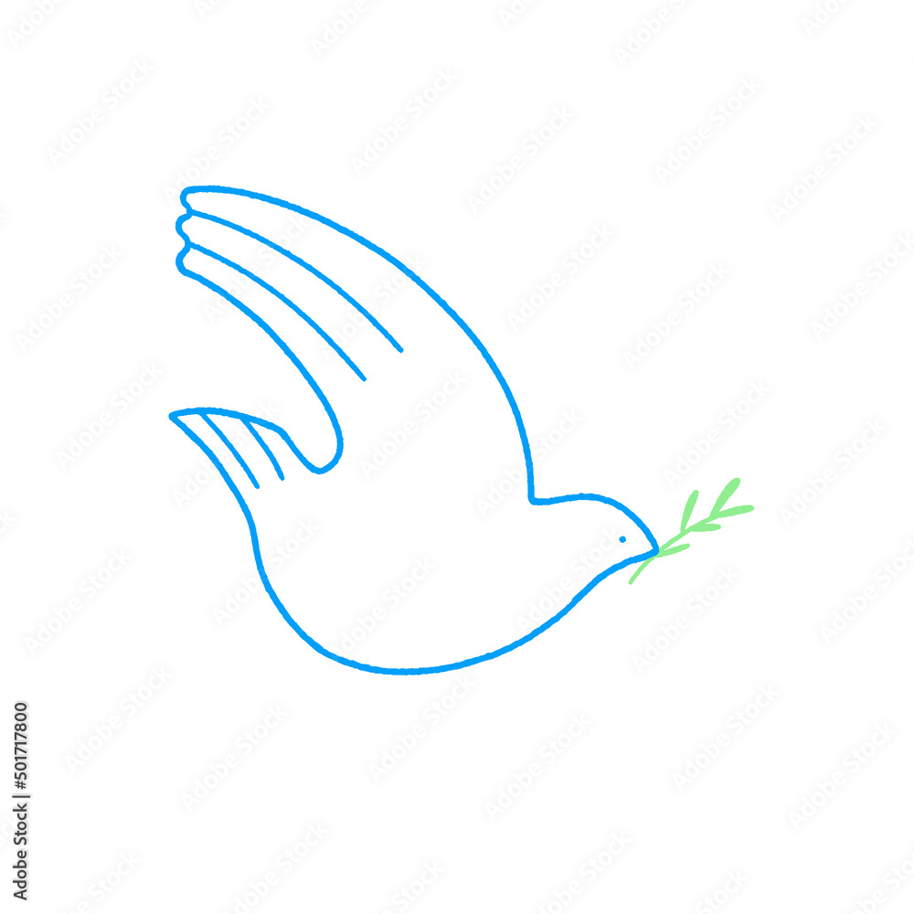 Dove of Peace. Hand drawing dove illustration. Symbol of hope. No war ...
