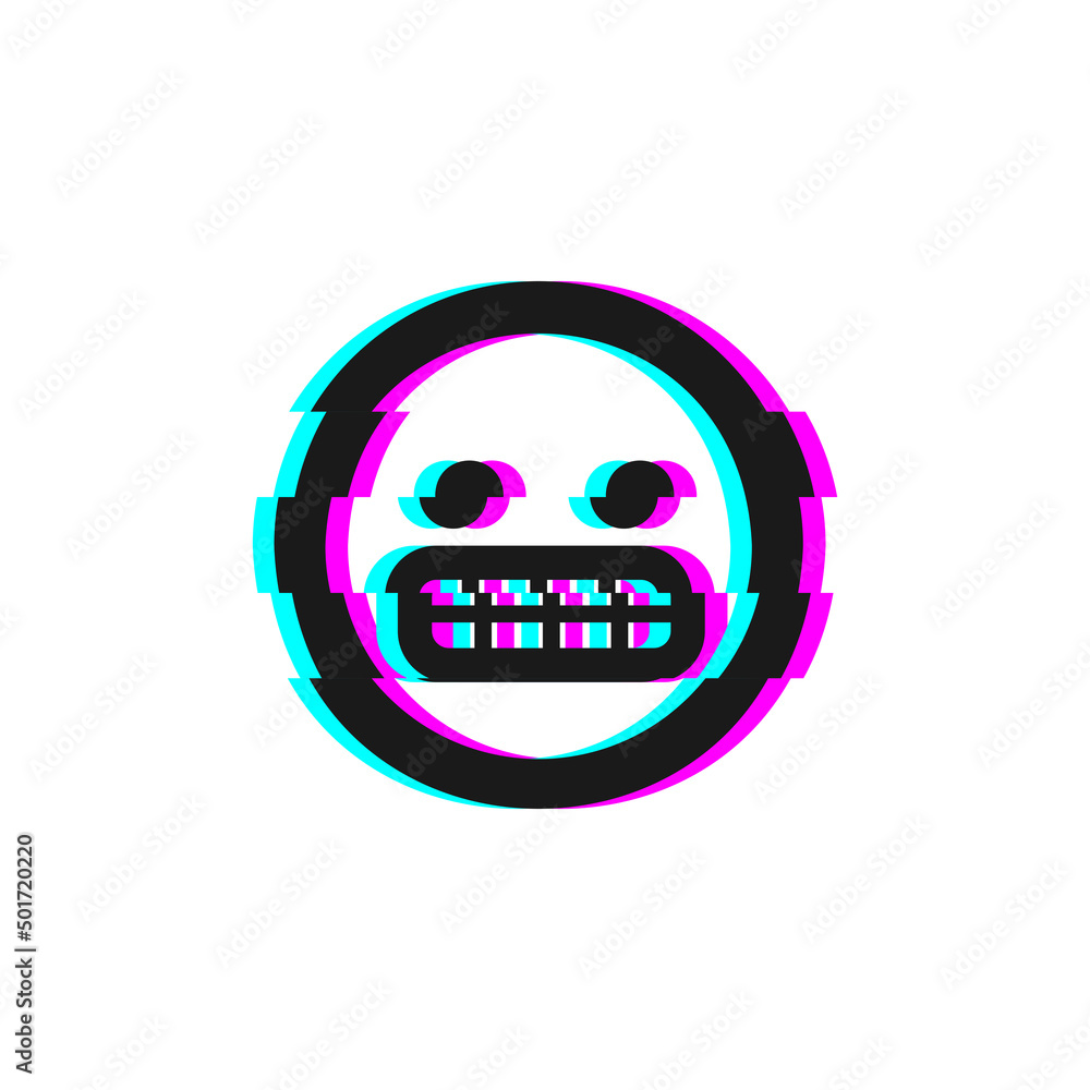 Vector icon of glitch evil negative emoji. Glitch emoticon symbol ...