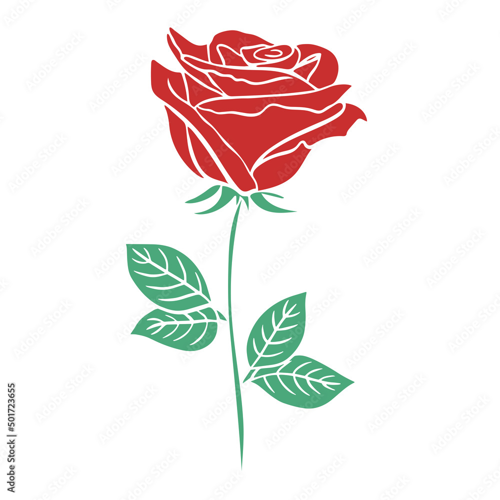 Single Red Rose Drawing