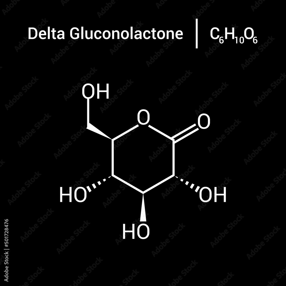 chemical structure of Glucono delta-lactone (C6H10O6) Stock Vector ...