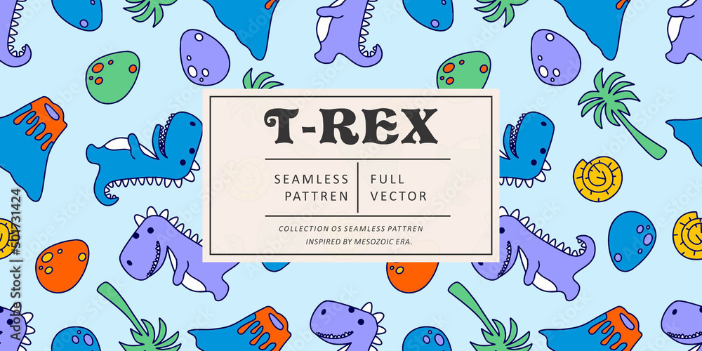 Tyrannosaurus rex seamless pattern Stock Vector | Adobe Stock
