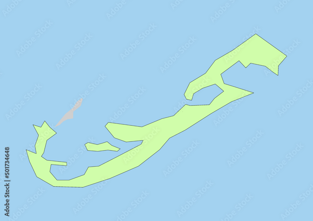High detailed vector Bermuda physical map, topographic map of Bermuda ...