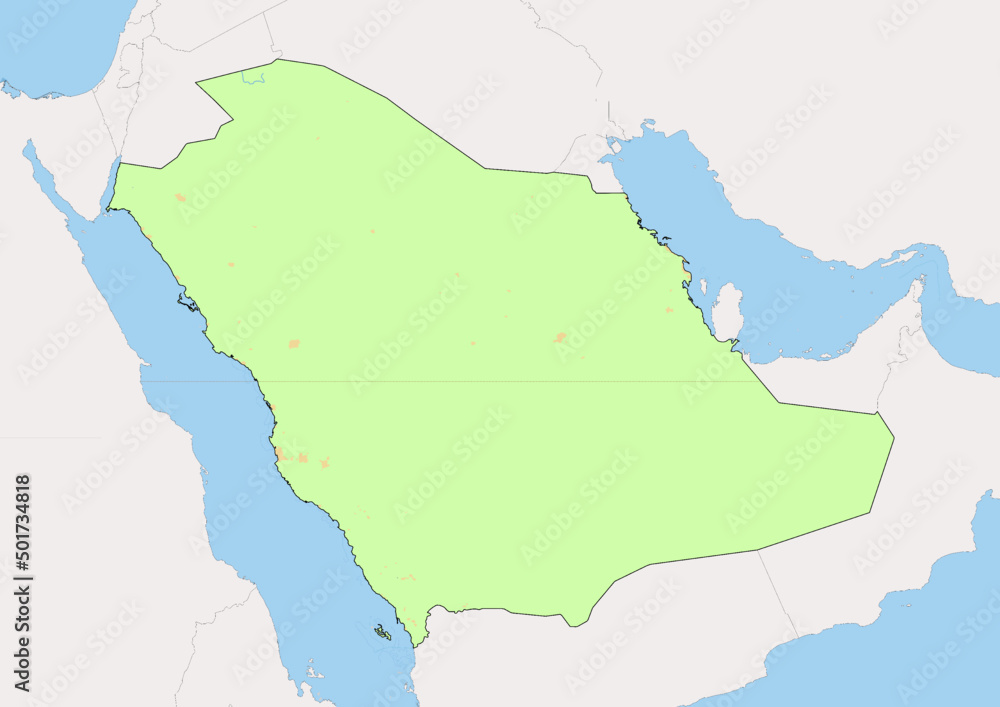 High detailed vector Saudi Arabia physical map, topographic map of ...