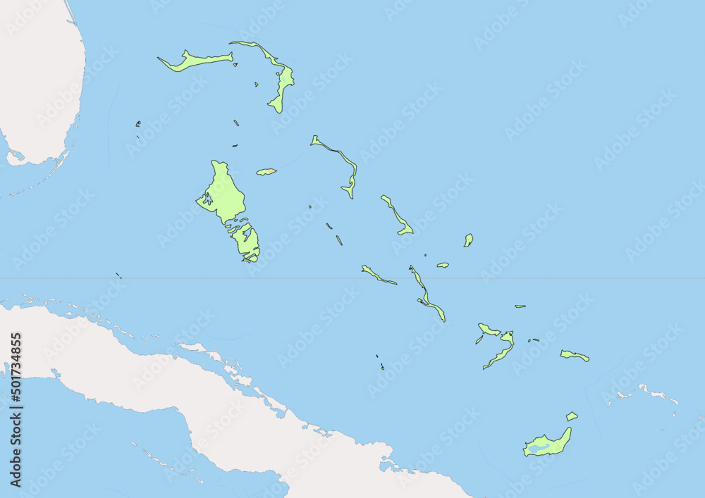 High detailed vector The Bahamas physical map, topographic map of The ...
